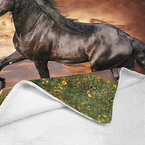 CUXWEOT Custom Blanket with Name Text Personalized Running Horse Soft Fleece Throw Blanket for Gifts (50 X 60 inches)