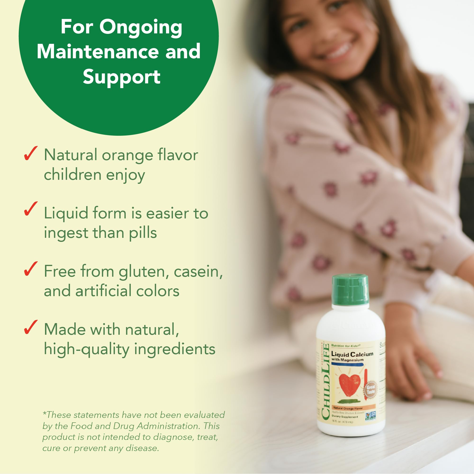 ChildLife Essentials Liquid Calcium Supplement for Kids - Baby Calcium with Magnesium, Zinc, and Vitamin D3 - Orange Flavor, 16 fl oz (4 Pack)