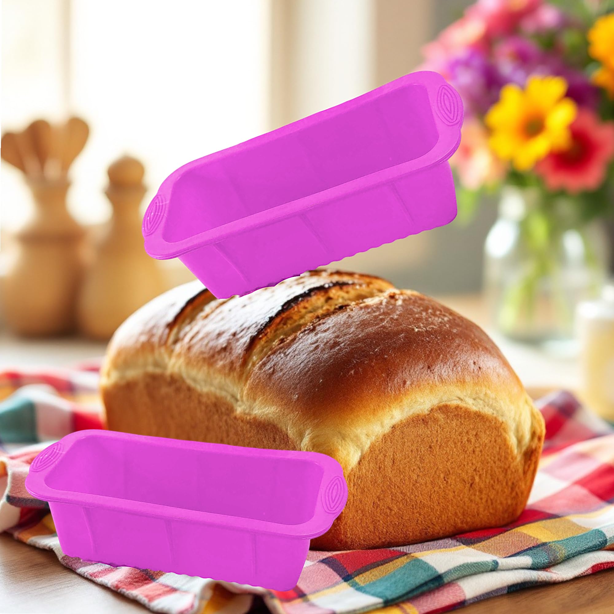 TOPOLMOLD (2-Pack Baking Keto Bread Loaf Mold (Oven Safe) - Single-Serve, Reusable Rectangular Ice Cube (BPA-Free, Dishwasher Safe and Microwave Safe)