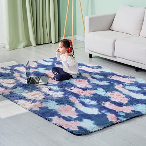 Jillche Bed Stylish Rug Runner 3x5 Feet, Cozy Soft Plush Fur Living Room Area Rug, Trendy Colorful Rug for Kids Room Decor, Durable Anti-Skid Play Mat for Baby, Ultra Comfy Bedside Rugs for Bedroom