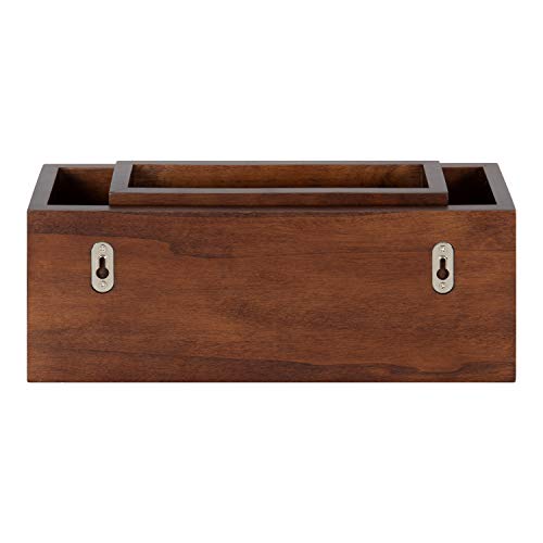Kate and Laurel Domio Mid-Century Pocket Wall Organizer, Set of 2, Walnut Brown, Wood Office Organizer for Wall