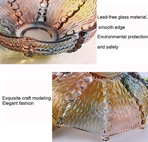 weigeer EWEIGEER 10.7-inch High-Grade Crystal Glass Colorful Fruit Candy Snack Bowl,Art Glass Bowl Flower-shaped,Cool Design
