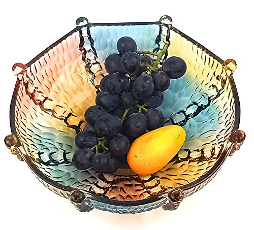 weigeer EWEIGEER 10.7-inch High-Grade Crystal Glass Colorful Fruit Candy Snack Bowl,Art Glass Bowl Flower-shaped,Cool Design