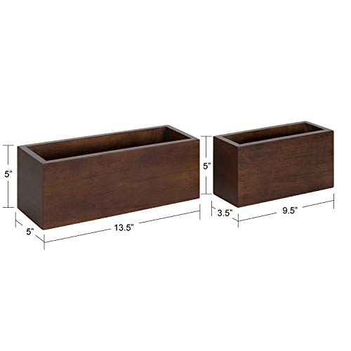 Kate and Laurel Domio Mid-Century Pocket Wall Organizer, Set of 2, Walnut Brown, Wood Office Organizer for Wall