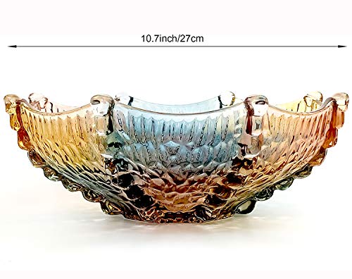 weigeer EWEIGEER 10.7-inch High-Grade Crystal Glass Colorful Fruit Candy Snack Bowl,Art Glass Bowl Flower-shaped,Cool Design