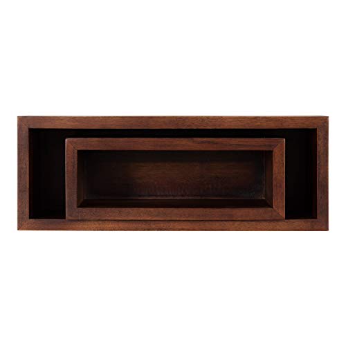 Kate and Laurel Domio Mid-Century Pocket Wall Organizer, Set of 2, Walnut Brown, Wood Office Organizer for Wall
