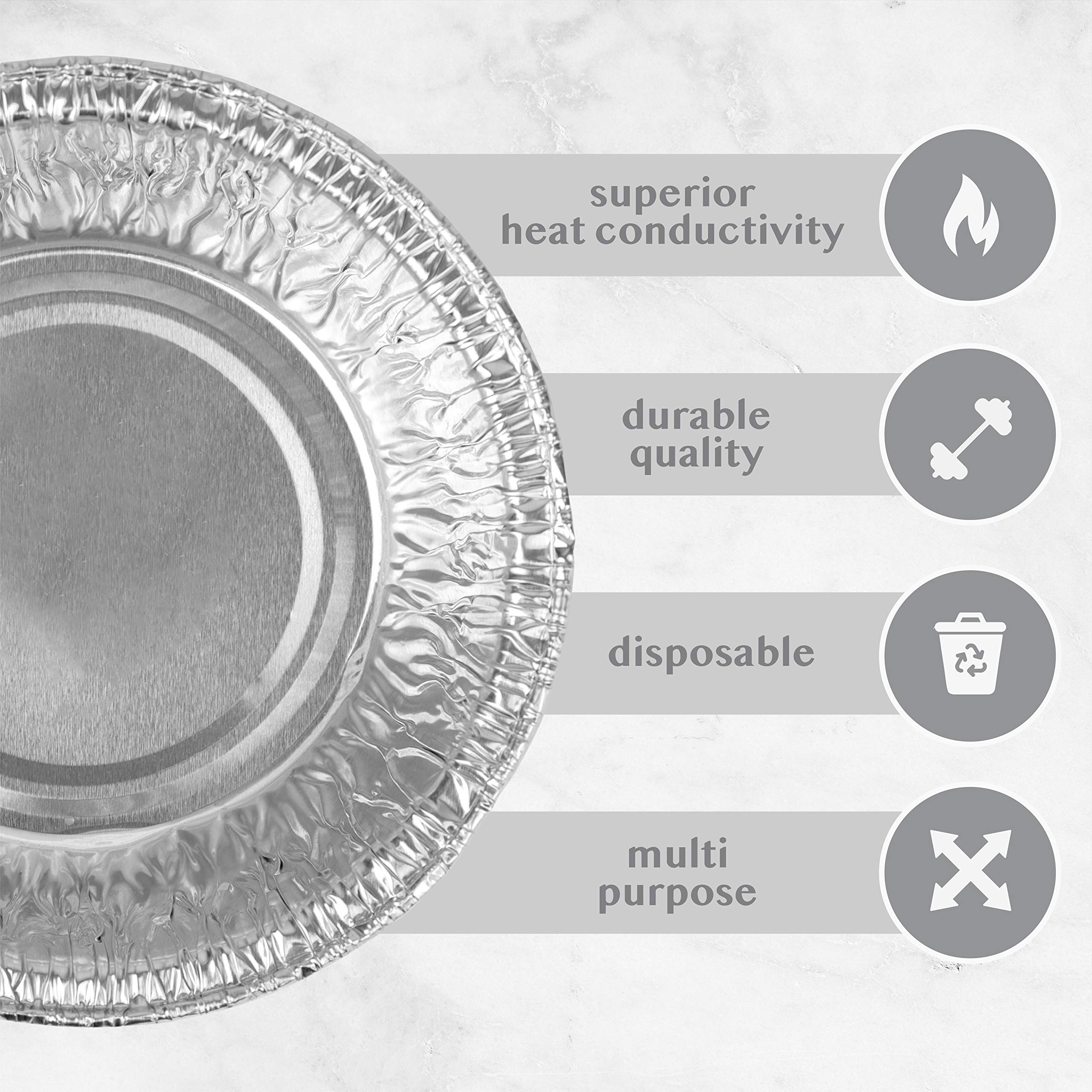 Plasticpro 4.5'' Inch Round Tin Foil Pans Disposable Aluminum, Freezer & Oven Safe Pack of 50