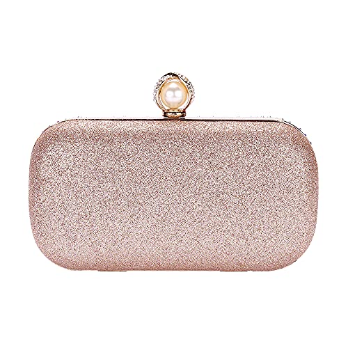 Mulian LilY M106 Glitter Clutch Purse For Women Sparkly evening bags Prom Party Handbag Rose Gold