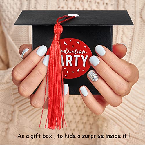 60 Pieces Graduation Candy Boxes 2023 Graduation Cap Gift Box Graduation Celebration Chocolate Box with Stickers for 2023 Graduation Gifts Grad Ceremony Party Favors (Red and Black)