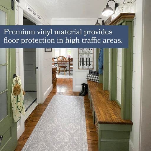 Carolina Creekhouse Grace FloorFlat (042087UB) | Decorative Vinyl Floor Covering | Lay Flat | Durable | No Curling Edges | Waterproof | Easy Clean | Wipeable | Eco-Friendly | 2’ x 5’ Mat | Black Beige