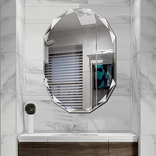 SNUGACE Single Beveled Edge Frameless Wall Mount Bathroom Vanity Mirror, 20β X 28β