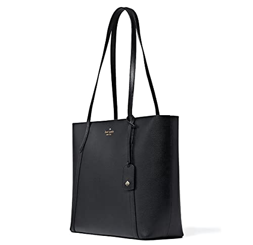 KATE SPADE CARA LARGE TOTE SHOULDER BAG LAPTOP CARRYALL BLACK LEATHER GOLD