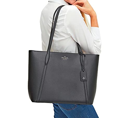 KATE SPADE CARA LARGE TOTE SHOULDER BAG LAPTOP CARRYALL BLACK LEATHER GOLD