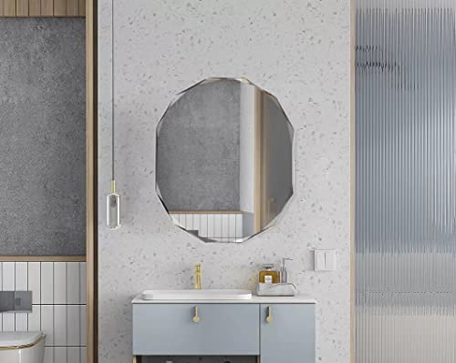 SNUGACE Single Beveled Edge Frameless Wall Mount Bathroom Vanity Mirror, 20β X 28β