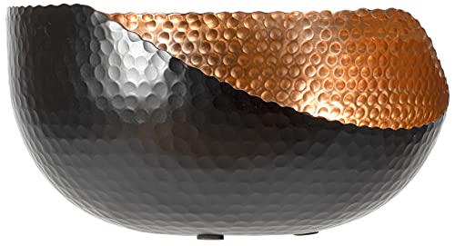 Red Co. 10 inch Decorative Hand-Hammered Aluminum Slant Cut Centerpiece Bowl, Black/Copper