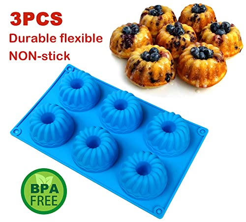 Sidosir Mini Fluted Tube Cake Pan, 6Cavity Heritage Fluted Tube Cake Silicone Mold for Baking,Non Stick Fancy Molds for Fluted Tube Cake (Fluted Tube)