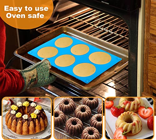 Sidosir Mini Fluted Tube Cake Pan, 6Cavity Heritage Fluted Tube Cake Silicone Mold for Baking,Non Stick Fancy Molds for Fluted Tube Cake (Fluted Tube)