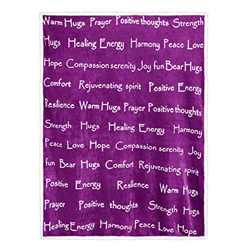 LONGTM Healing Positive Blanket, Gift for People Need Hug Strength Company - Purple 50 x 60 Inch