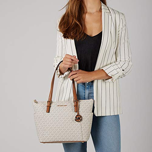 MICHAEL Michael Kors Jet Set Item East/West Top Zip Tote Vanilla/Acorn One Size