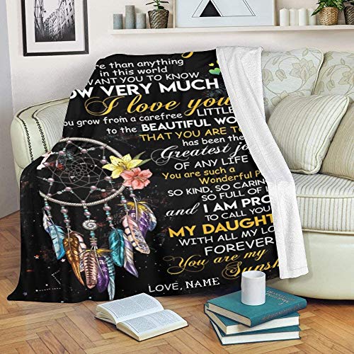 CUXWEOT Custom Blanket with Name Text Personalized to My Daughter Soft Fleece Throw Blanket for Gifts (50 X 60 inches)