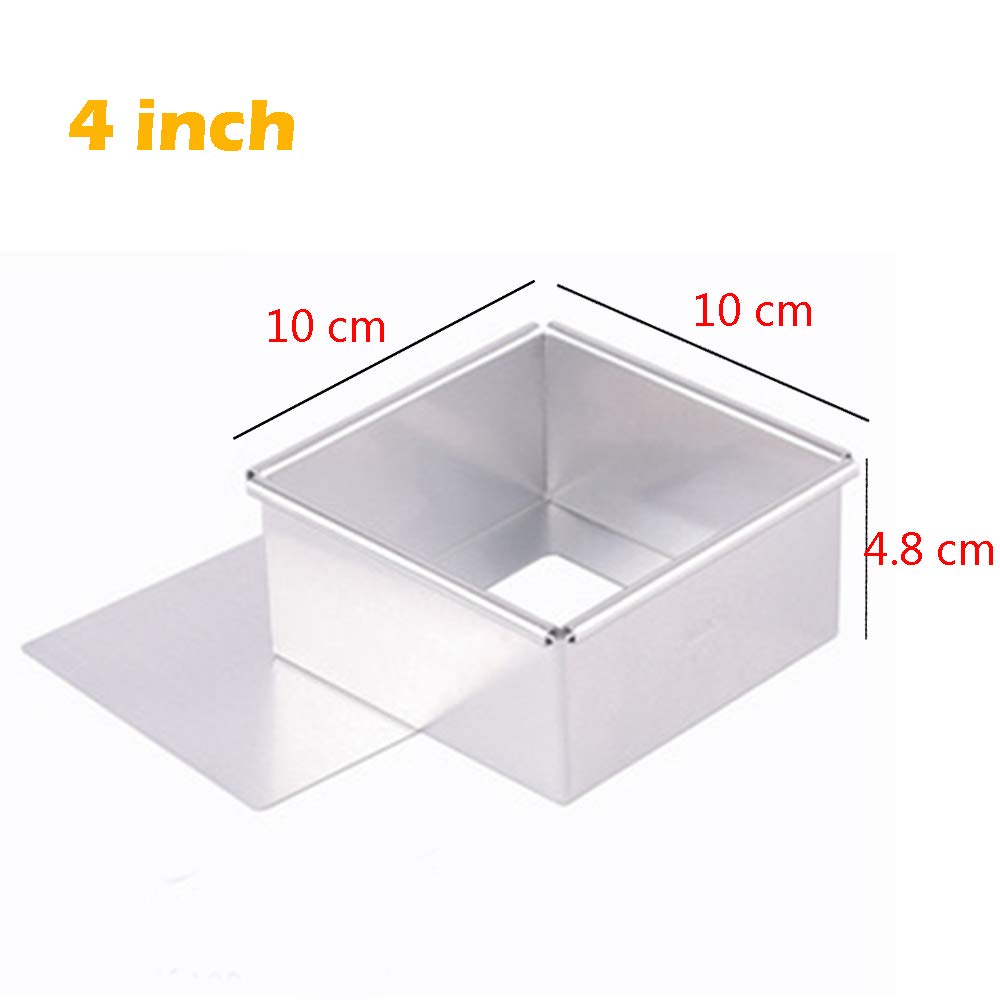 Anodized Aluminum Square Cheesecake Pan Chiffon Cake Mold Baking Mould with Removable Bottom 4 Inch x 4 inch x 2 inch