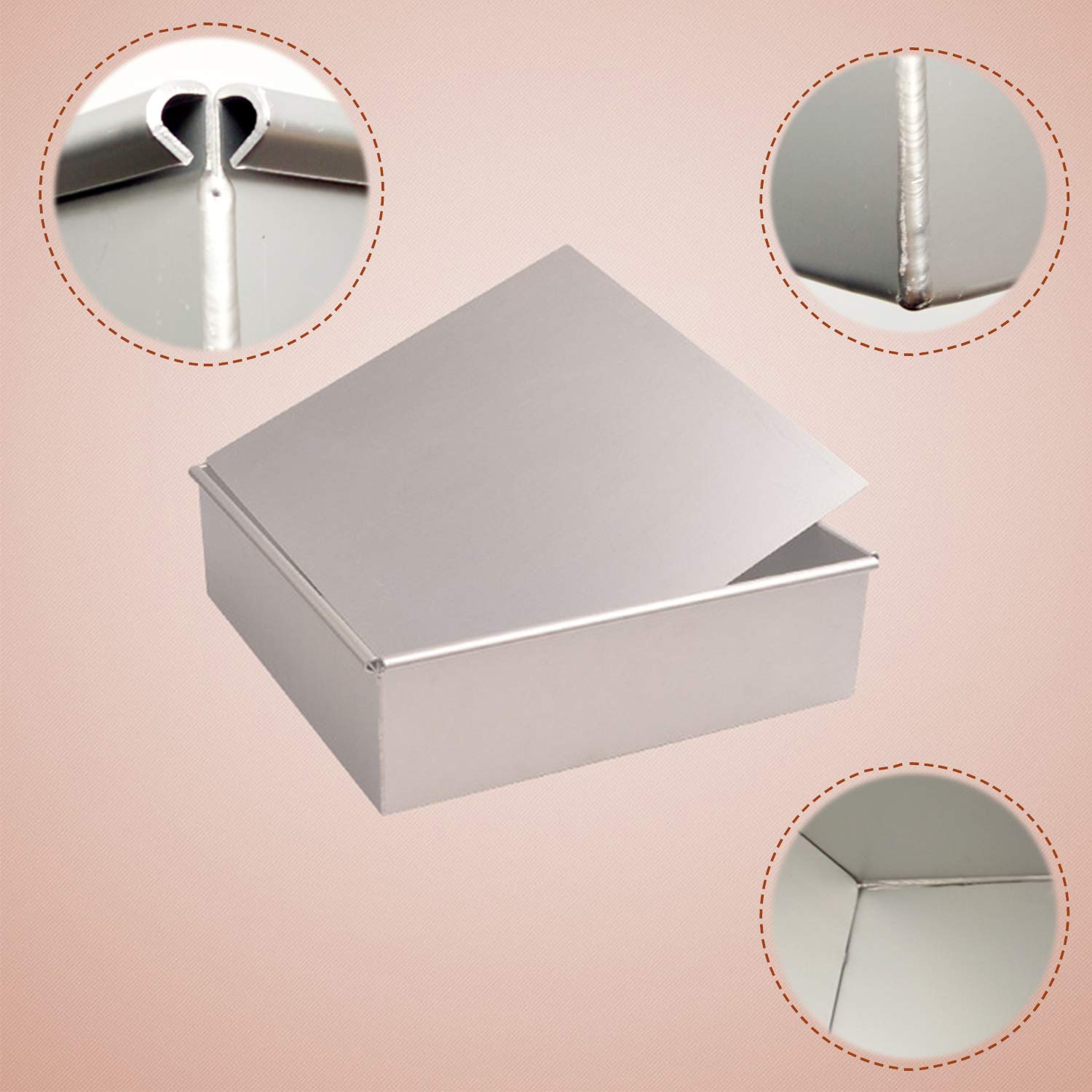 Anodized Aluminum Square Cheesecake Pan Chiffon Cake Mold Baking Mould with Removable Bottom 4 Inch x 4 inch x 2 inch