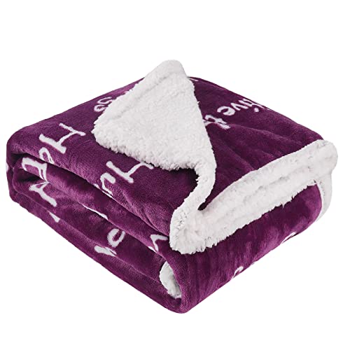 LONGTM Healing Positive Blanket, Gift for People Need Hug Strength Company - Purple 50 x 60 Inch