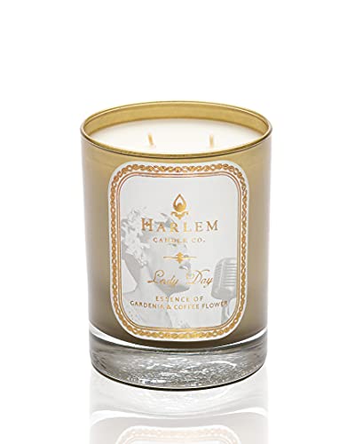 Harlem Candle Company Lady Day Luxury Scented Candle, Double Wick, 12 oz Gold Glass Jar, Soy Wax, Gift Box, Scents of Jasmine, Ylang Ylang, Neroli Blossom and Bergamot