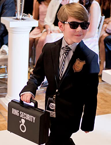 Ring Security Badge, Made of Metal, with Gift Box, Gift for Ring Bearer, Wedding Accessories for Boys (Champagne)