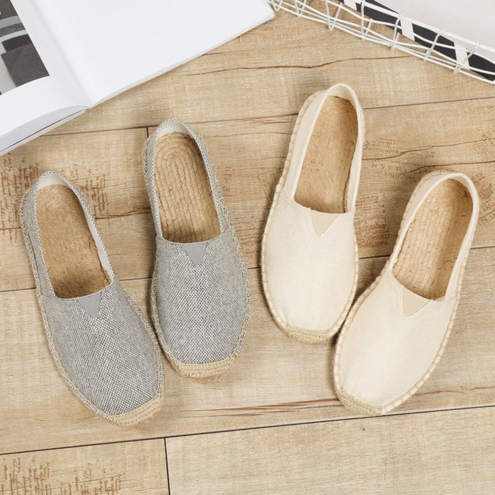 ODOKAY Mens Womens Flat Slip on Loafers Low Top Anti-Slip Breathable Espadrilles Round Toe Walking Shoes Grey