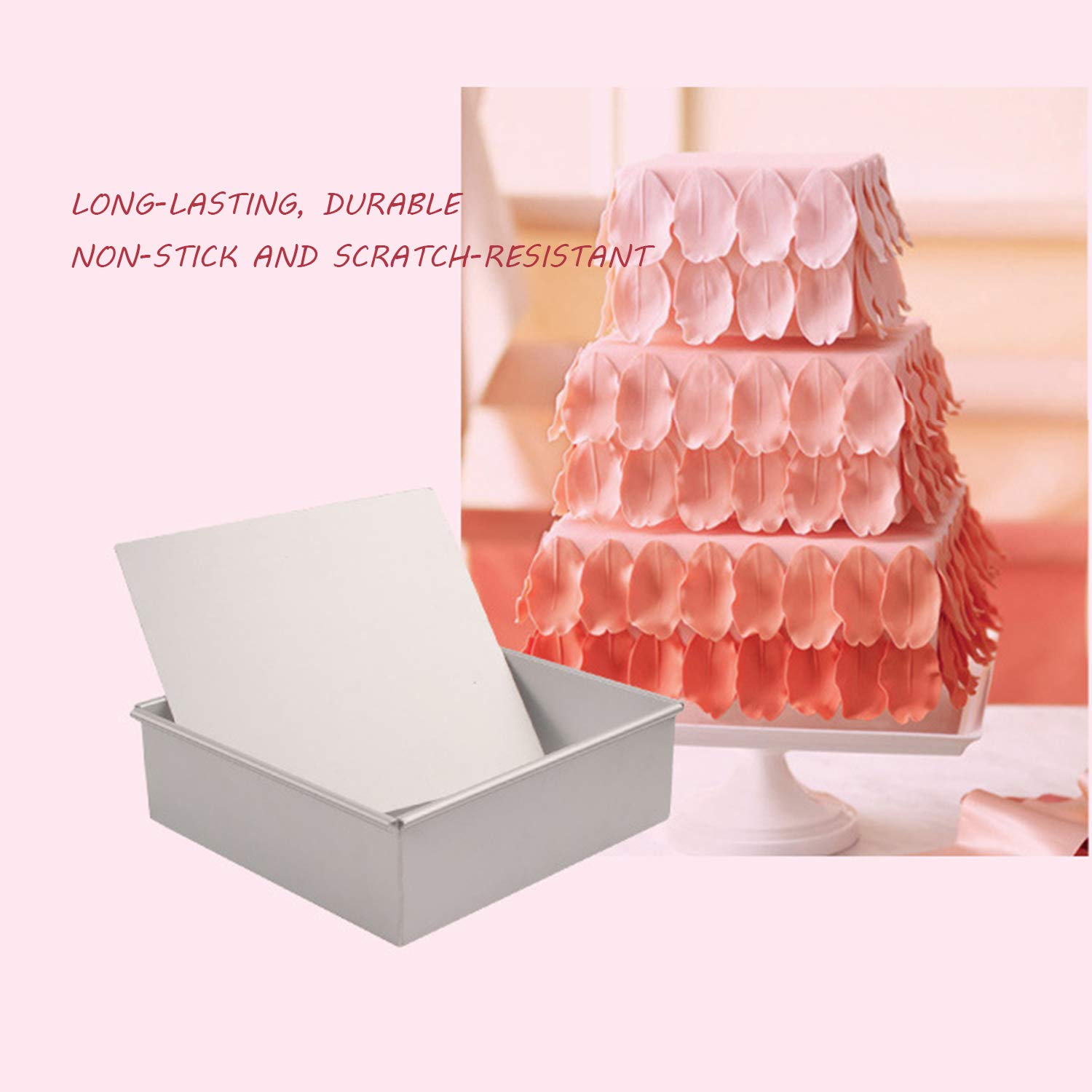 Anodized Aluminum Square Cheesecake Pan Chiffon Cake Mold Baking Mould with Removable Bottom 4 Inch x 4 inch x 2 inch