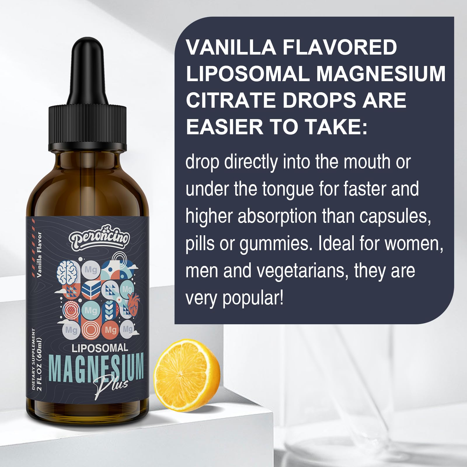Liposomal Magnesium Citrate Drops for Gut and Bone Health, Mood and Stress Management, Powerful Formula with Vitamin B6 and Zinc Gluconate 60ml (2.04 Fl Oz (Pack of 1))