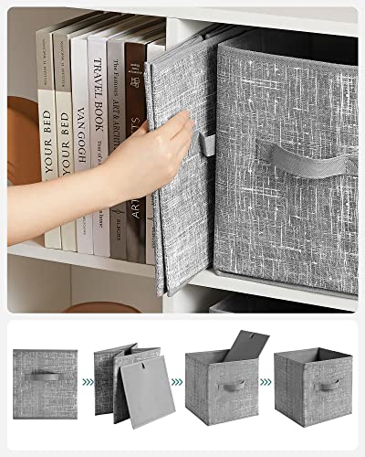 SONGMICS 9-Cube Storage Shelf and 6 Cube Bins Bundle, Open Bookshelf and Fabric Storage Boxes, Foldable Bins, Black and Gray UROB26LG and ULSN45BK