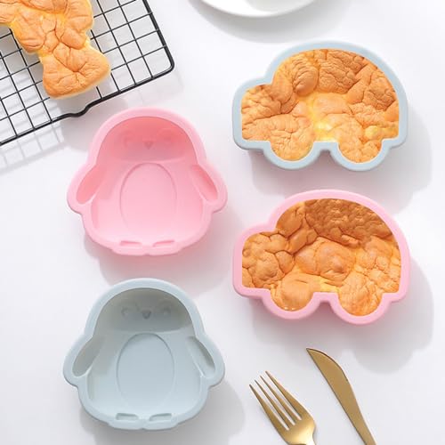 Stareal 4 Packs Layer Cake Pans, Silicone Pancake Molds, 4 Inch Novetly Cake Molds, Quick Release Layer Rainbow Baking Cake Pan for Wedding Birthday Christmas (Lobster)