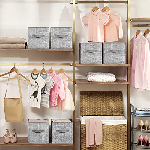 SONGMICS 9-Cube Storage Shelf and 6 Cube Bins Bundle, Open Bookshelf and Fabric Storage Boxes, Foldable Bins, Black and Gray UROB26LG and ULSN45BK