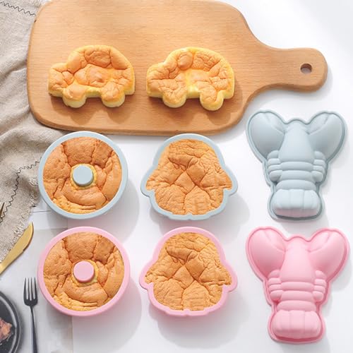 Stareal 4 Packs Layer Cake Pans, Silicone Pancake Molds, 4 Inch Novetly Cake Molds, Quick Release Layer Rainbow Baking Cake Pan for Wedding Birthday Christmas (Lobster)