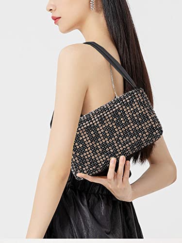 Beilaidisi Sparkling Crystal Leopard Evening Clutches Bling Rheinstone Chain Bag for Pary Wedding Date