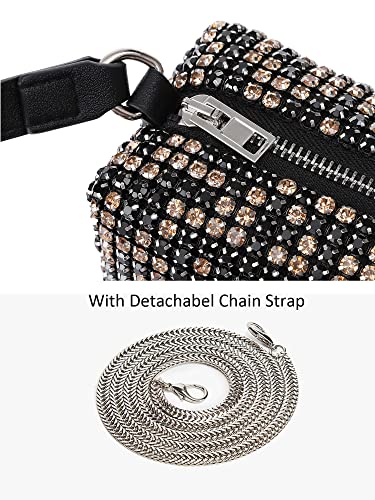 Beilaidisi Sparkling Crystal Leopard Evening Clutches Bling Rheinstone Chain Bag for Pary Wedding Date