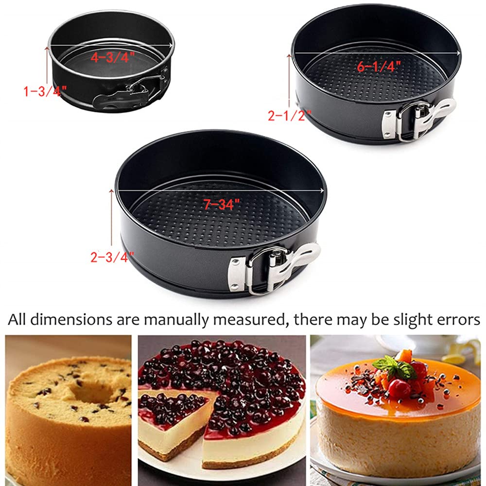 XIGUI Cheesecake Pan, Springform Cake Pan Set - Pack Of 3, Nonstick Round Baking Pans with Removable Bottom, Cake Pans for Mini Cheesecakes, Pizzas and Quiches (4", 6", 8")