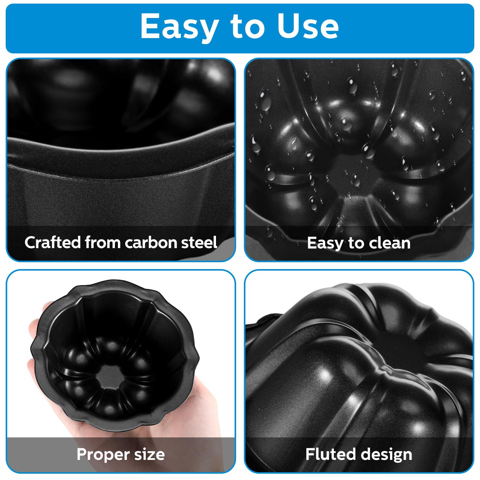 Yungyan 36 Pcs Fluted 4 In Mini Cake Pan Set Nonstick Mini Flan Molds for Baking Small Chocoflan Mold Cake Mold Cup with Flower Shape for Muffin Bavarois Brownie Cupcake Pudding Canele Bread Air Fryer