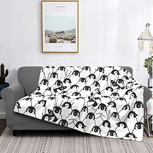 Funny Penguin Flannel Reversible Throw Blanket Fuzzy and Soft Fleece Bed Blanket 50 40/60 50/80 60 inches
