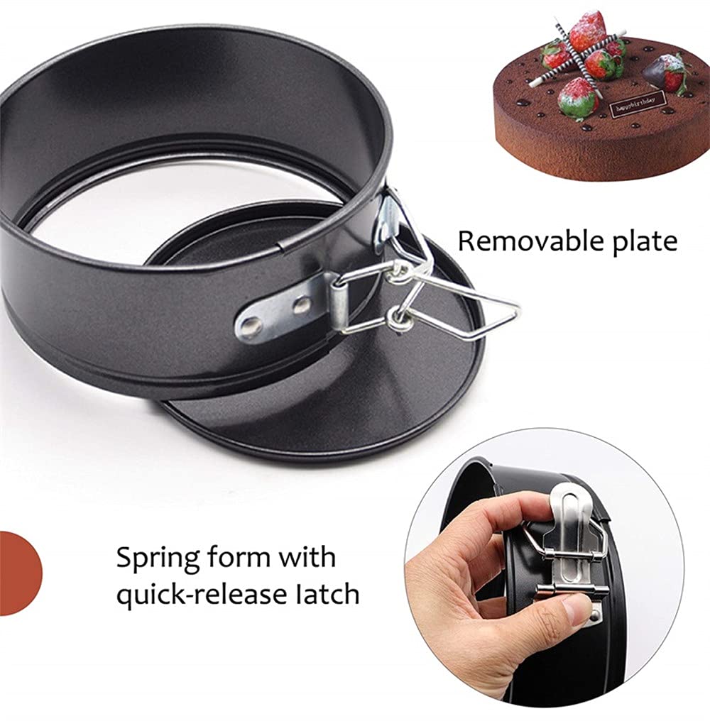 XIGUI Cheesecake Pan, Springform Cake Pan Set - Pack Of 3, Nonstick Round Baking Pans with Removable Bottom, Cake Pans for Mini Cheesecakes, Pizzas and Quiches (4", 6", 8")