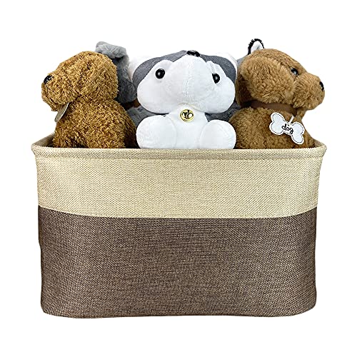 MALIHONG Personalized Foldable Storage Basket with Cute Dog Goldendoodle Collapsible Sturdy Fabric Bone Pet Toys Storage Bin Cube with Handles for Organizing Shelf Home Closet, Brown and White