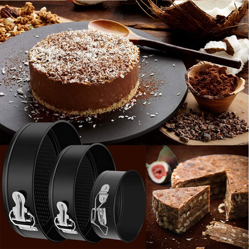XIGUI Cheesecake Pan, Springform Cake Pan Set - Pack Of 3, Nonstick Round Baking Pans with Removable Bottom, Cake Pans for Mini Cheesecakes, Pizzas and Quiches (4", 6", 8")