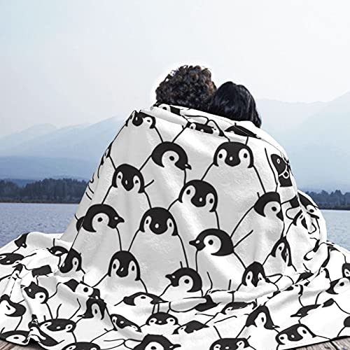 Funny Penguin Flannel Reversible Throw Blanket Fuzzy and Soft Fleece Bed Blanket 50 40/60 50/80 60 inches