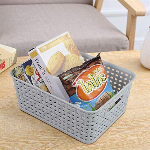 Zerdyne 6-Pack Plastic Weave Storage Basket, Light gray