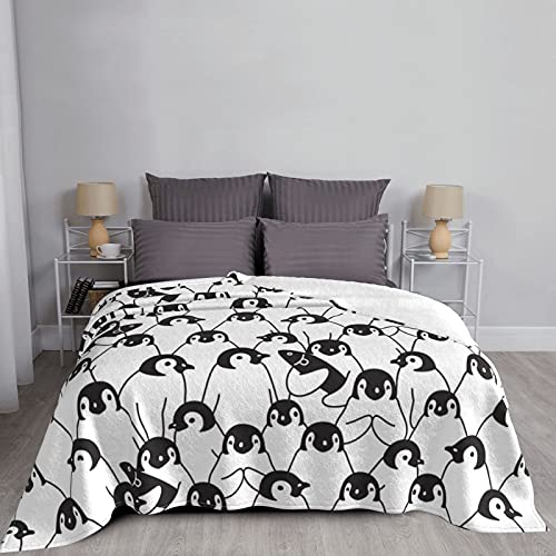 Funny Penguin Flannel Reversible Throw Blanket Fuzzy and Soft Fleece Bed Blanket 50 40/60 50/80 60 inches