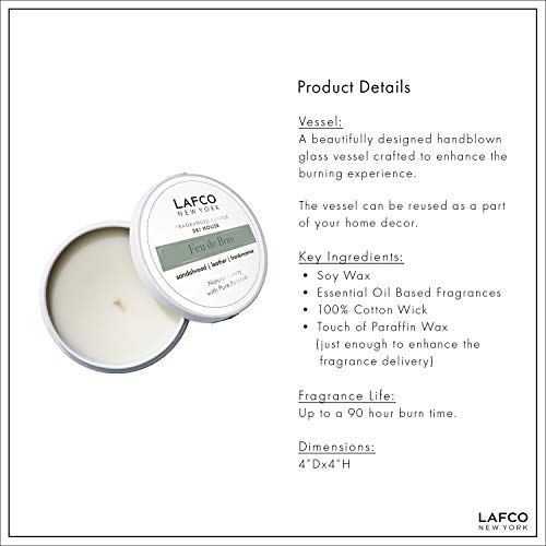 LAFCO NEW YORK β Travel Sized Scented Candle in Ski House Feu de Bois with Hints of Sandalwood, Leather Accord and Frankincense (4 oz.)