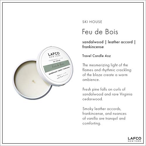 LAFCO NEW YORK β Travel Sized Scented Candle in Ski House Feu de Bois with Hints of Sandalwood, Leather Accord and Frankincense (4 oz.)