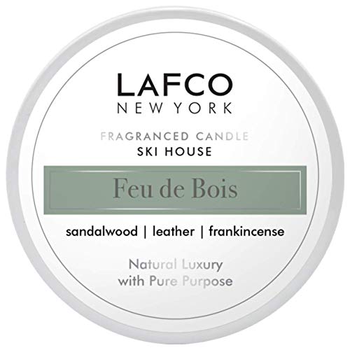 LAFCO NEW YORK β Travel Sized Scented Candle in Ski House Feu de Bois with Hints of Sandalwood, Leather Accord and Frankincense (4 oz.)